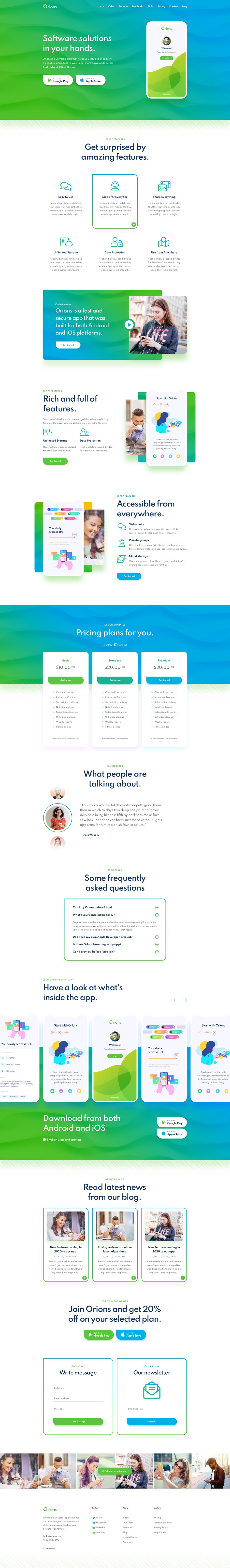 Orions - App Landing Page React Template