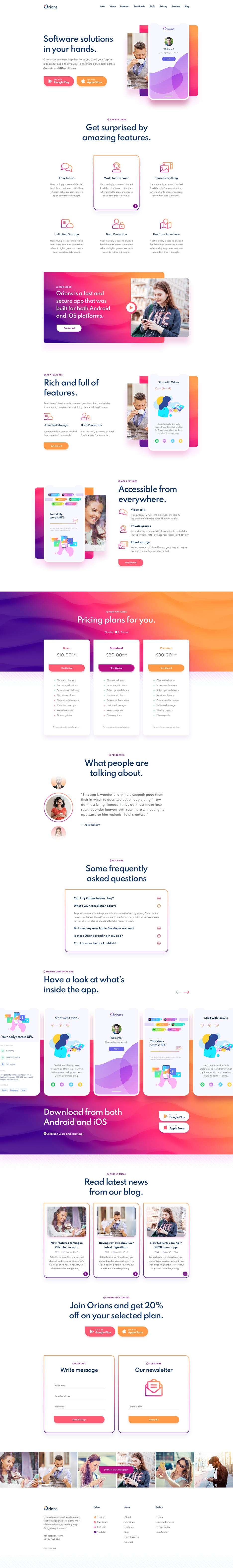Orions - App Landing Page React Template